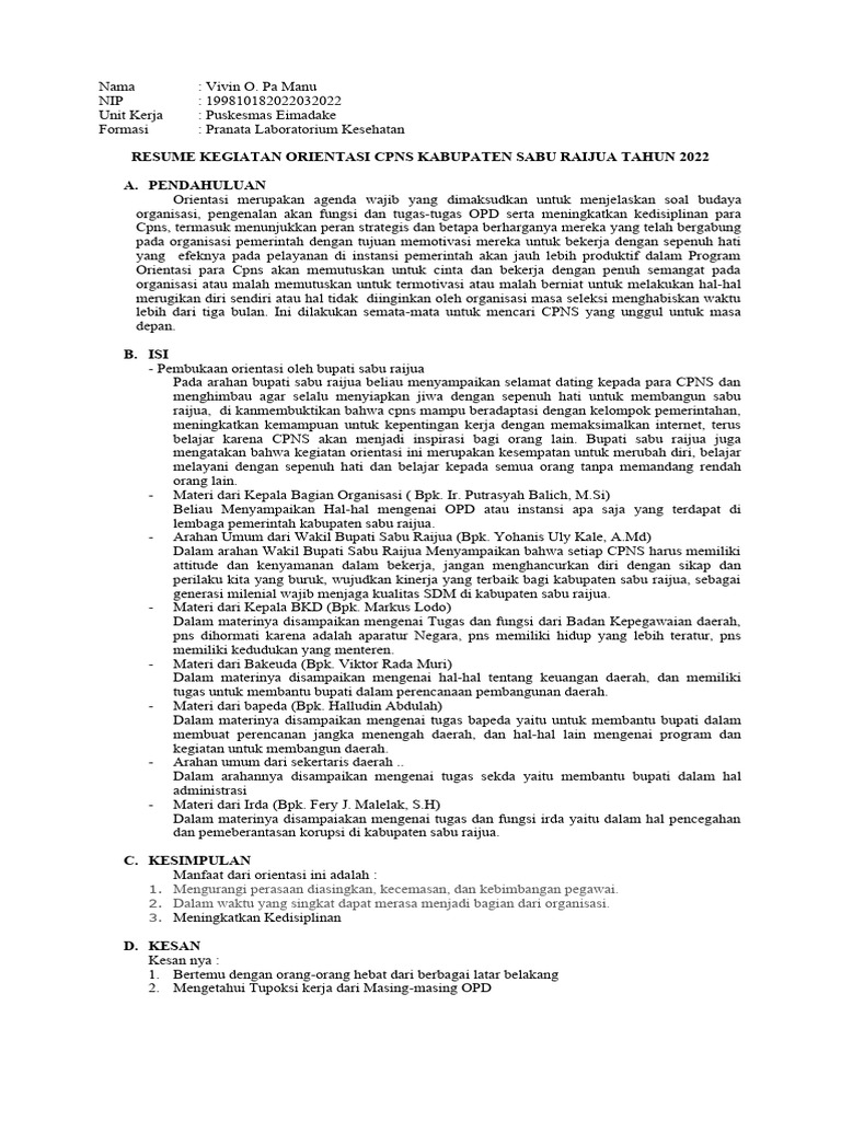 Format Resume CPNS | PDF