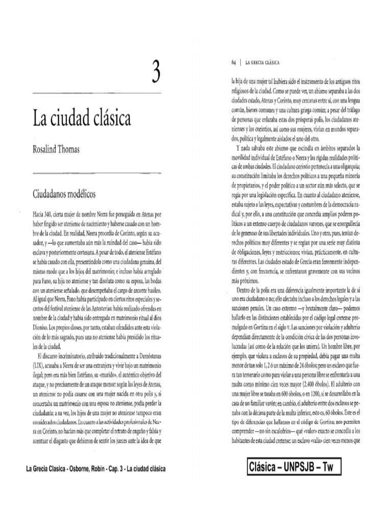 Rosalind Thomas - La Grecia Clasica - Robin Osborne - Cap 3 Ok | PDF