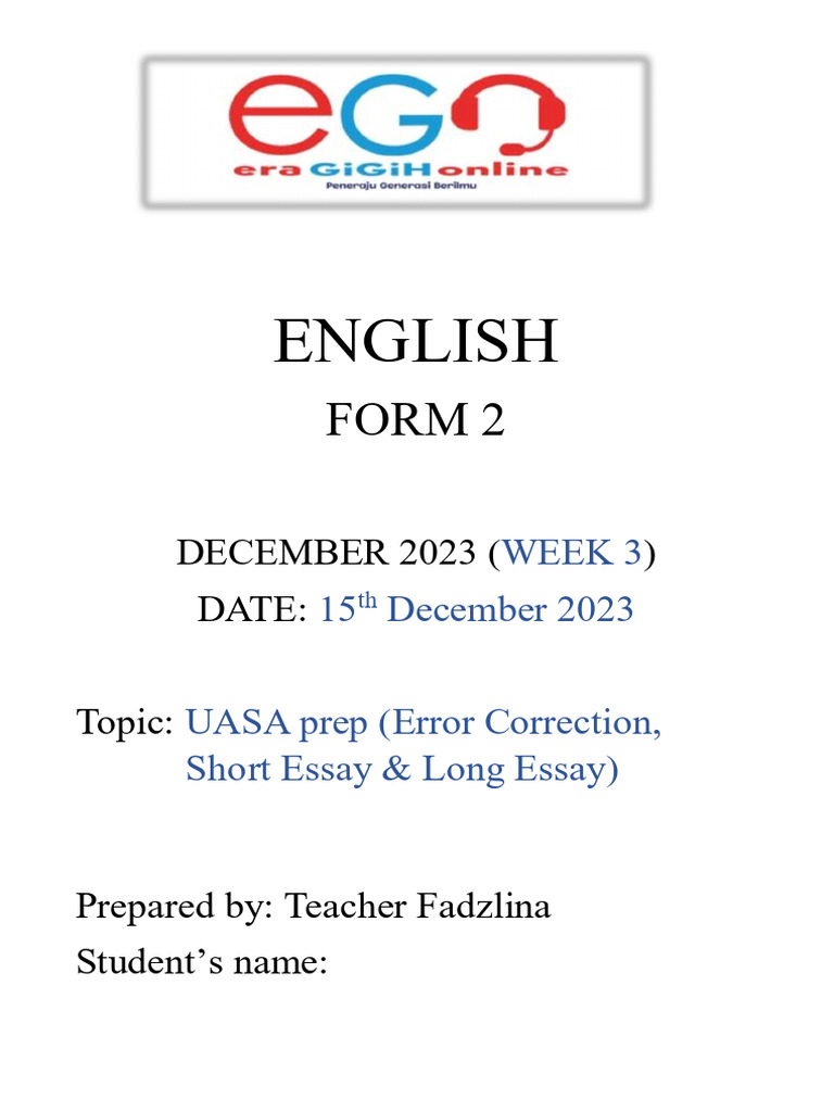English Form 2: Essay Prep Guide | PDF | Diseases And Disorders ...