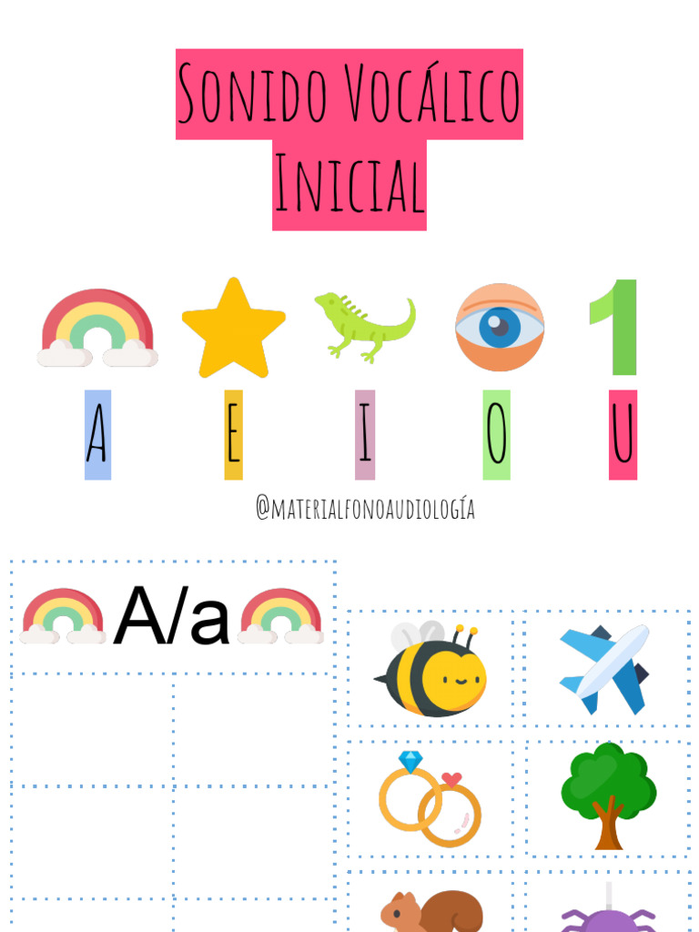 Sonidos Vocálicos Iniciales A, E, I, O, U | PDF