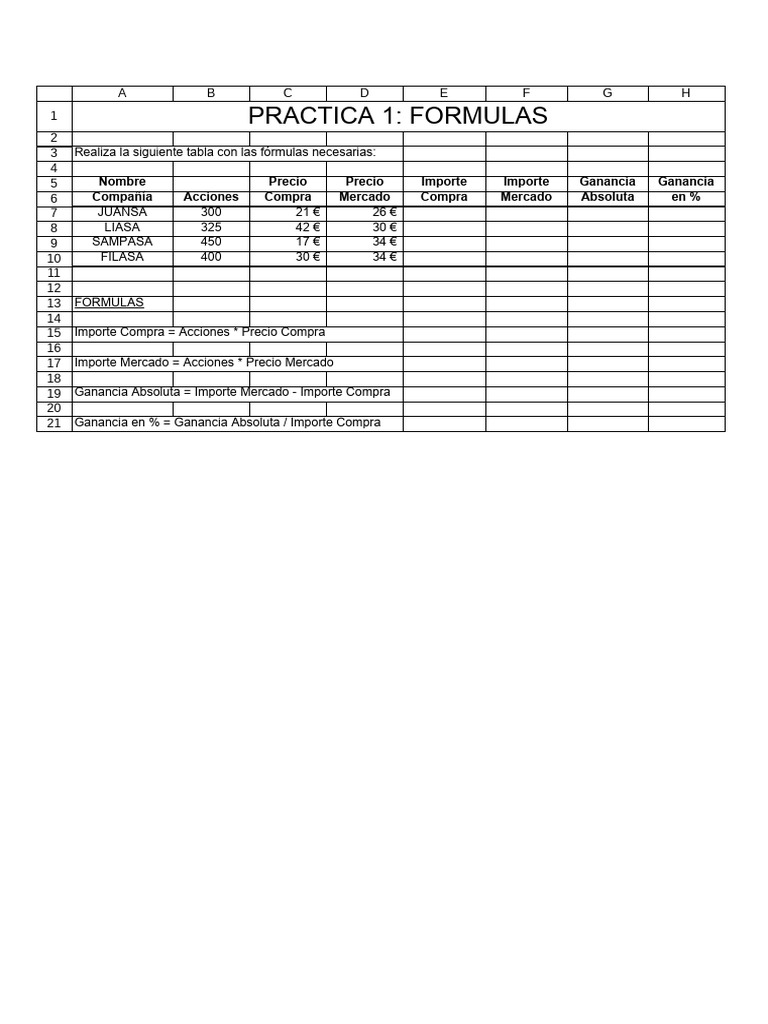 Coleccion Ejercicios Excel Basico | PDF