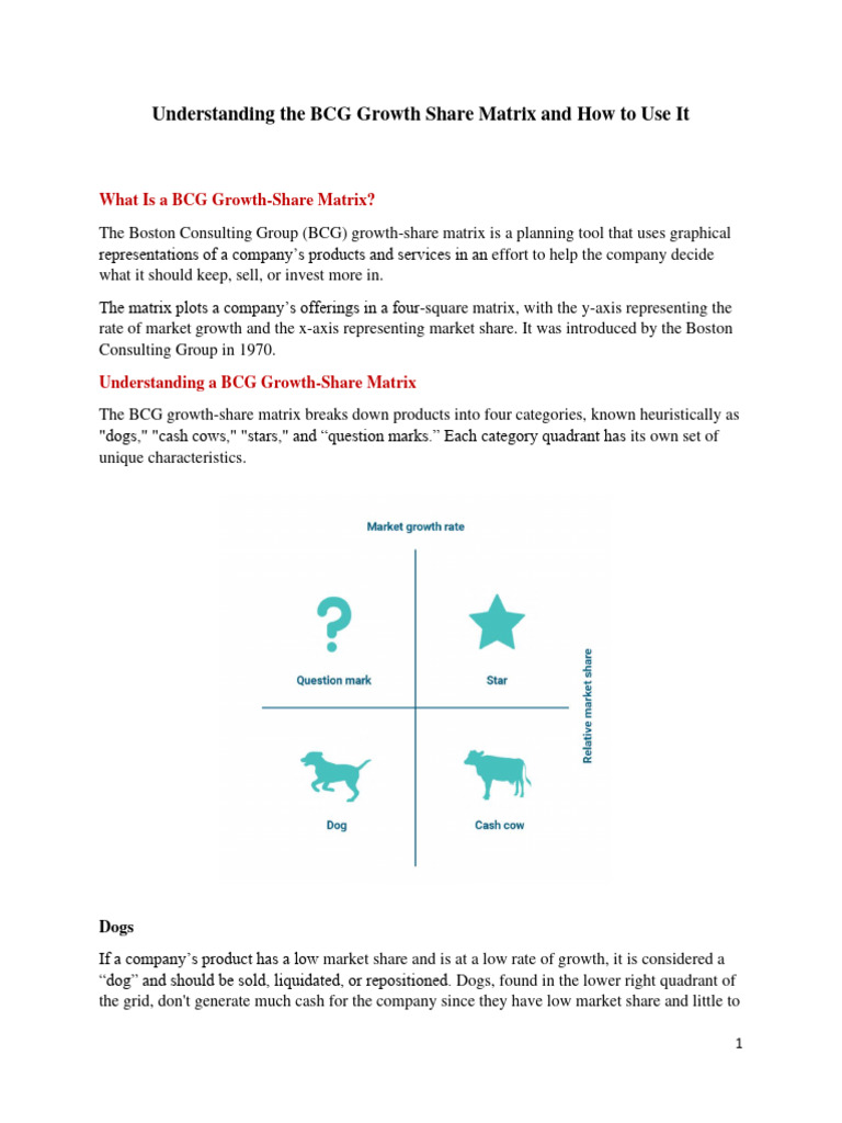 Understanding The BCG Growth Share Matrix and How To Use It | PDF | Investing | Private Sector