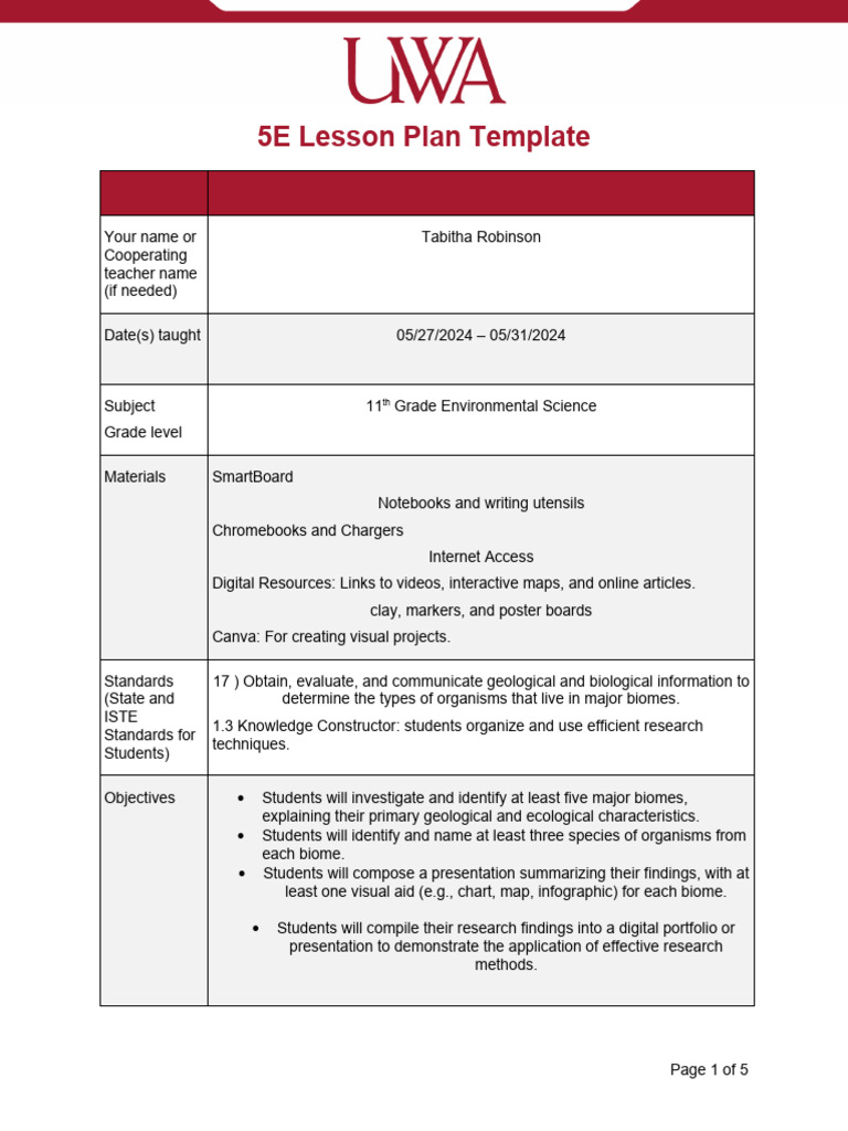 Robinson Ed508-5e-Lesson Plan | PDF | Learning | Infographics
