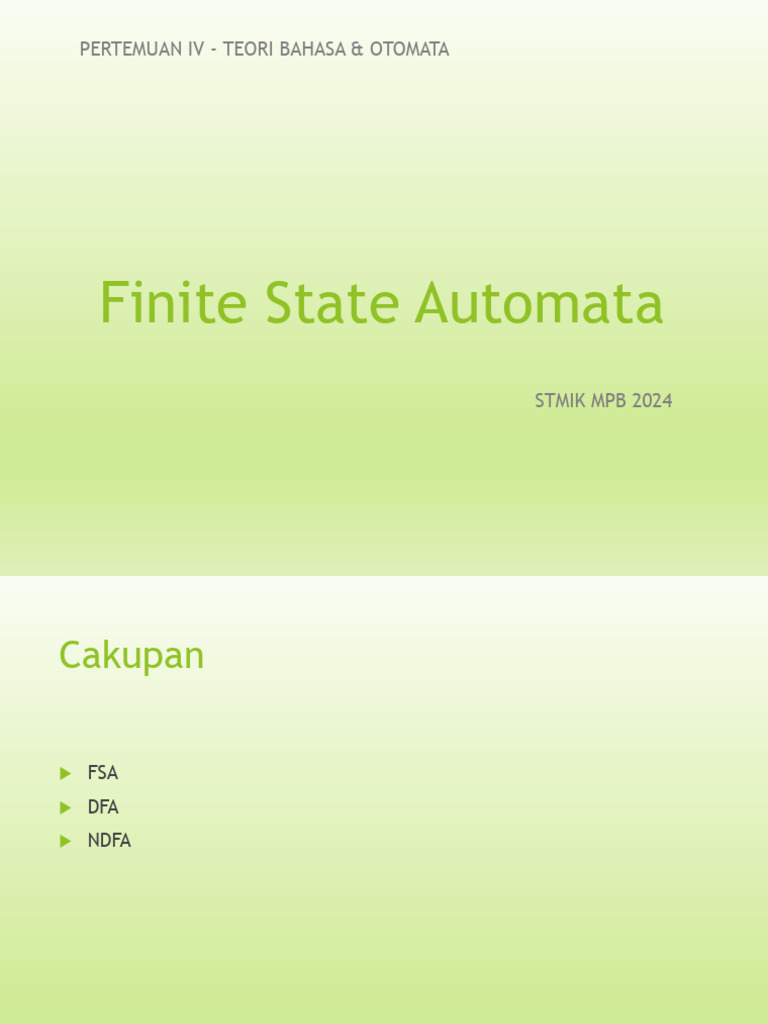 Teori Finite State Automata FSA | PDF