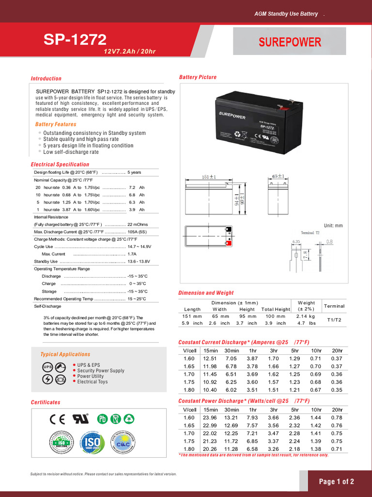 SP-1272 Bateri | Download Free PDF | Electric Power | Electricity