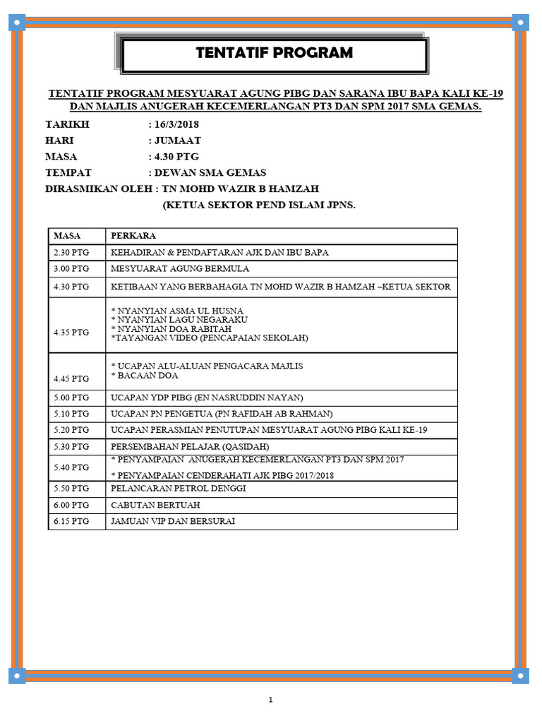 Buku Program PIBG 2018 | PDF