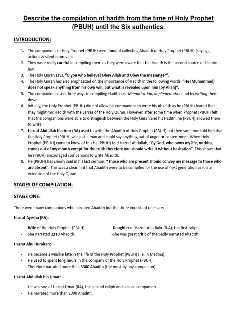 Compilation of hadith (edited).docx | Download Free PDF | Hadith | Muhammad