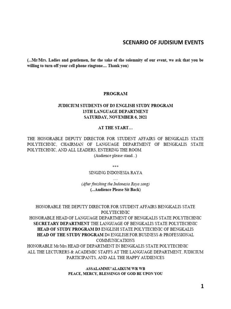 Skenario Acara Yudisium 2023 | PDF | Science & Mathematics