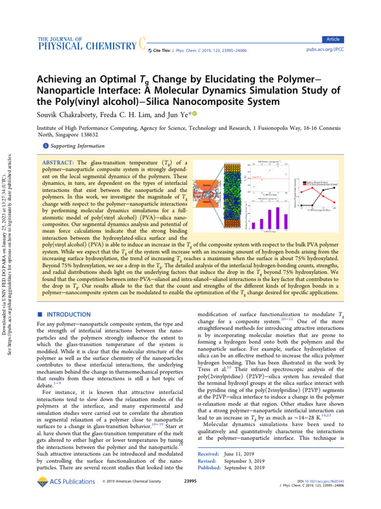 Achieving An Optimal TG Change by Elucidating The Polymer Nanoparticle ...
