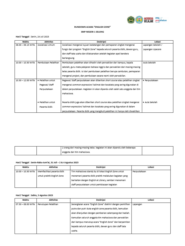 rundown acara (1) | PDF