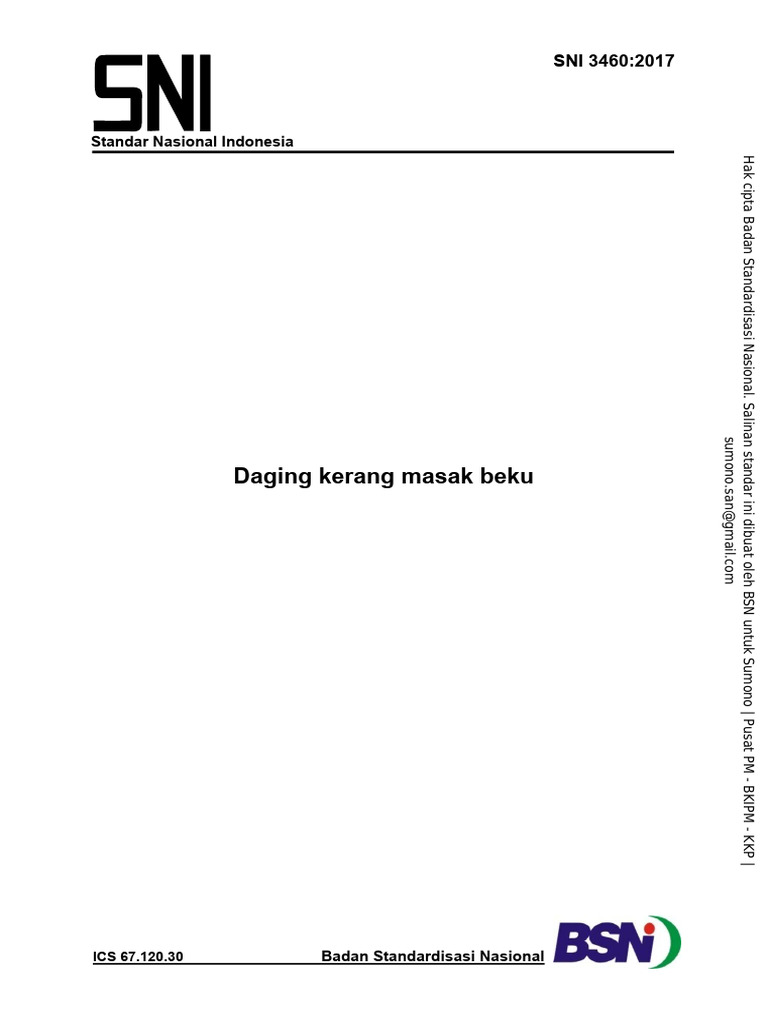 SNI 3460 2017 Daging Kerang Masak Beku | PDF