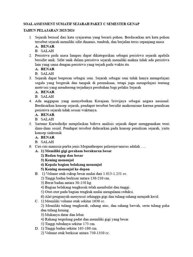 Sejarah Sem 2 Paket C | PDF