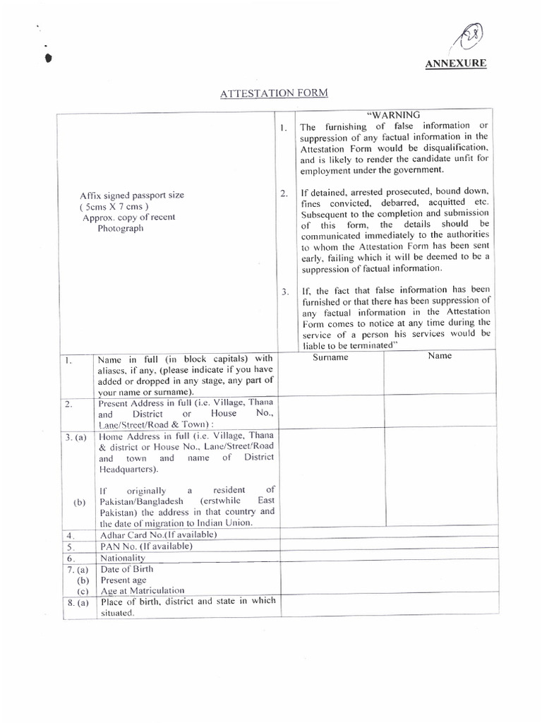 Attestation Form | PDF