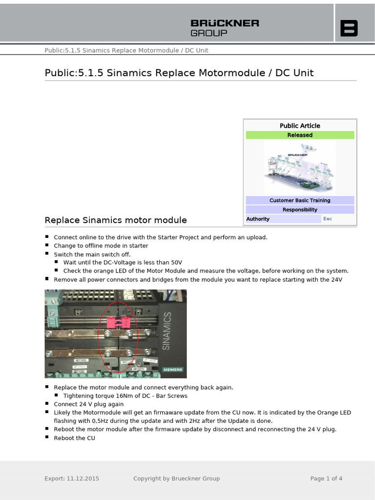 Public - 5.1.5 Sinamics Replace Motormodule - DC Unit | PDF | Online And Offline | Booting
