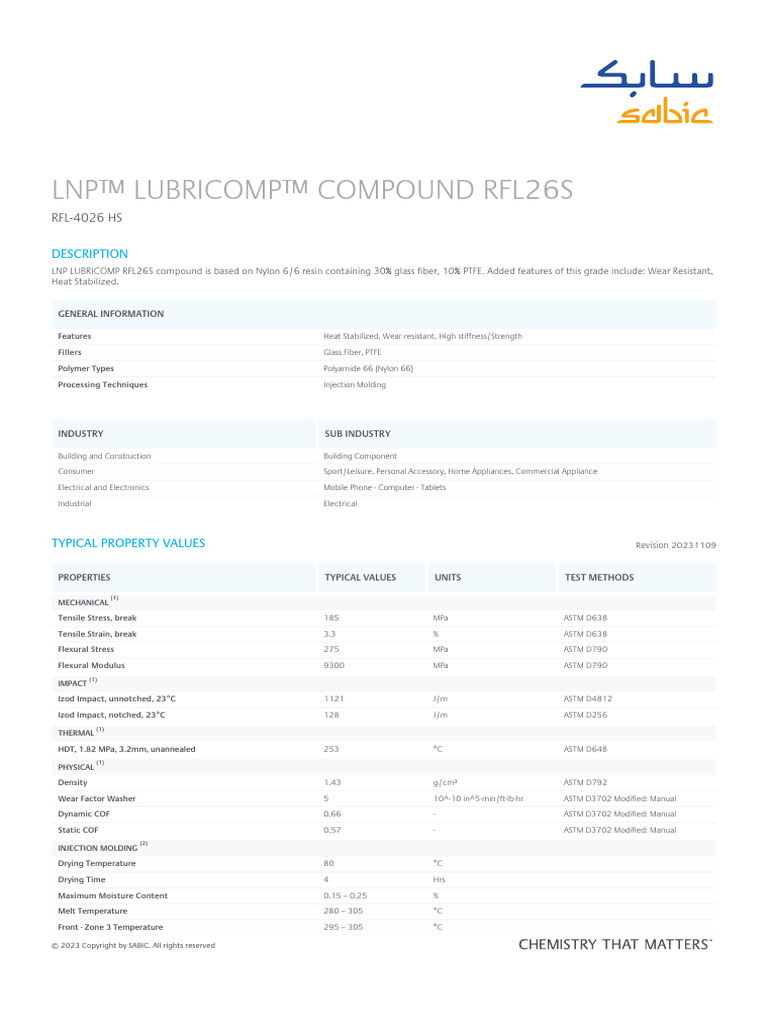 LNP™ LUBRICOMP™ Compound - RFL26S - Global - Technical - Data - Sheet ...