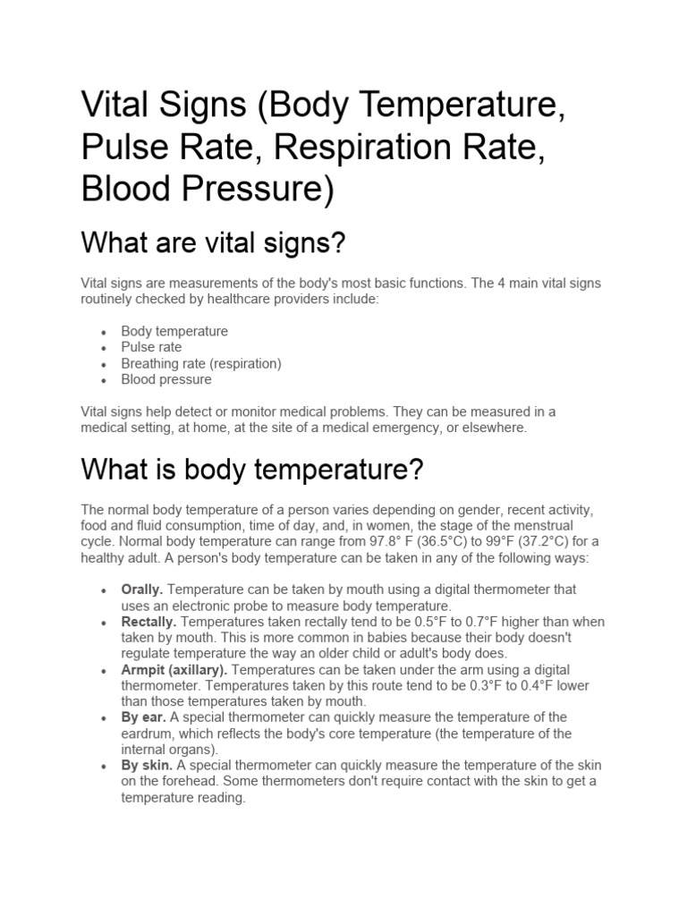 Vital Signs | Download Free PDF | Blood Pressure | Heart