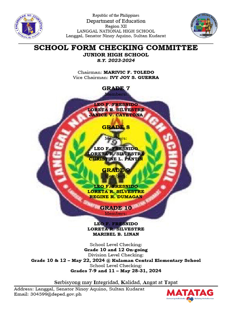 School Form Checking Committee | PDF