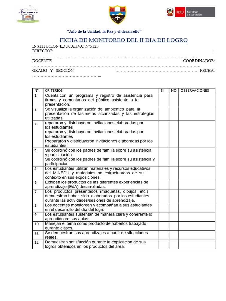 Ficha Del Dia Logro | Descargar gratis PDF | Aprendizaje | Enseñando