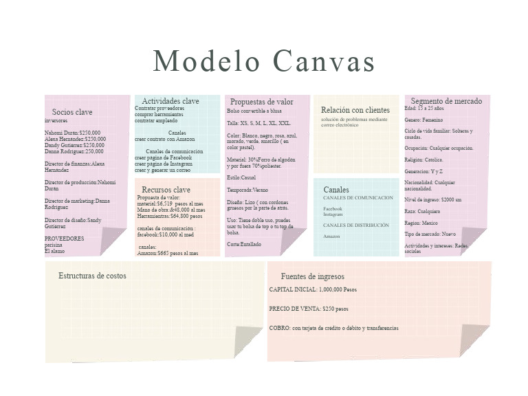 Gráfico Modelo Canvas para Plan de Negocio Elegante y Bonito Pastel ...