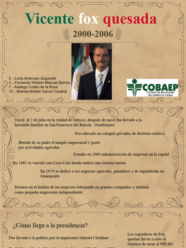 Vicente Fox Quesada | PDF | Economias | Gobierno
