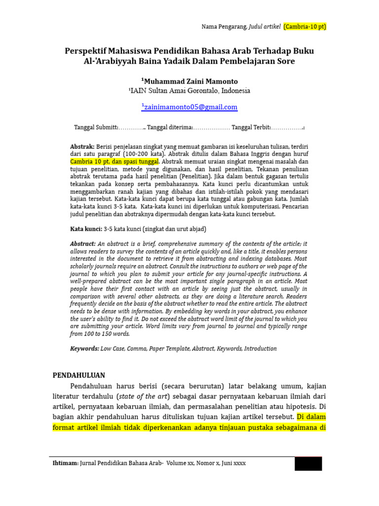 Journal Template Ihtimam | PDF