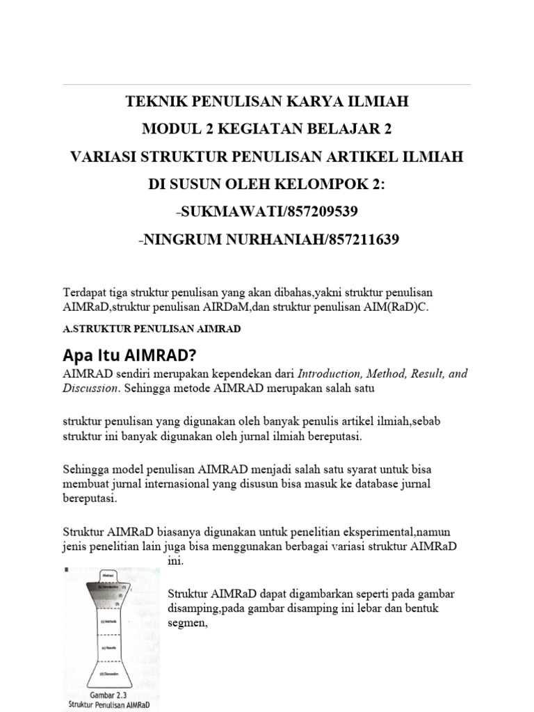 Struktur AIMRAD dalam Penulisan Ilmiah | PDF