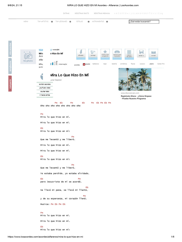 MIRA LO QUE HIZO EN MÍ Acordes - Alfareros | PDF | Musicología