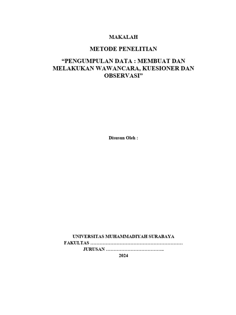 Makalah Metode Penelitian - Wawancara - Kuisener Dan Observasi | PDF