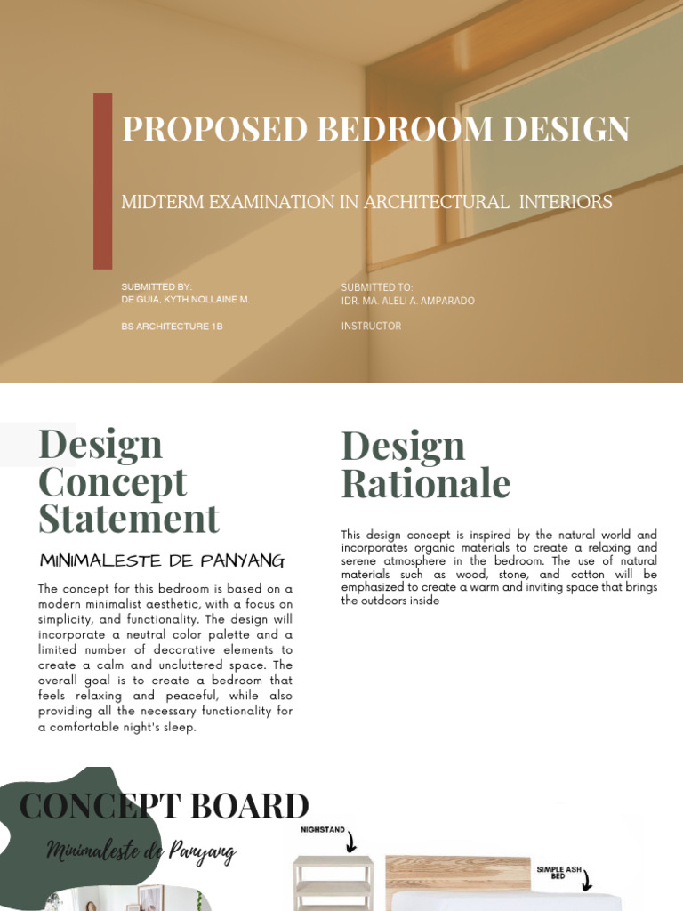 Proposed Bedroom Design: Midterm Examination in Architectural Interiors ...