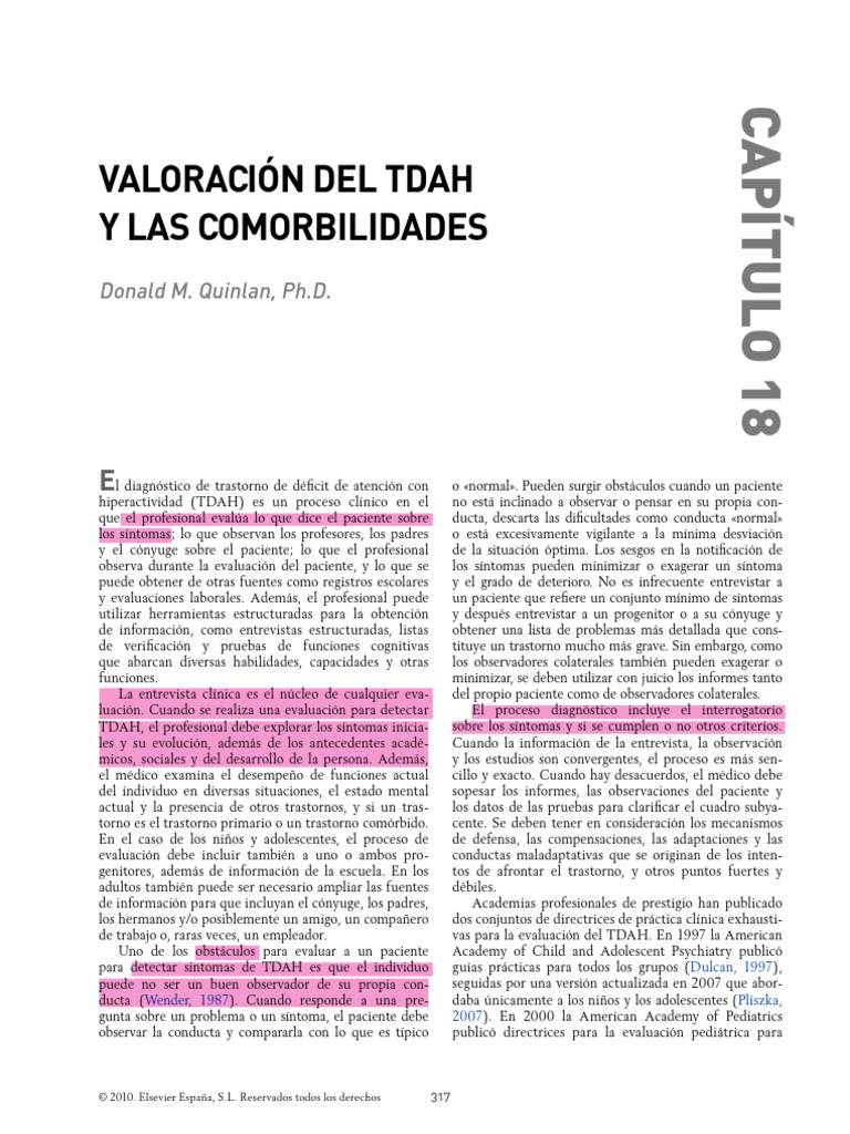CAP TULO 18 - VALORACI N DEL TDAH Y LAS COMORBILID - 2010 - Comorbilidades Del T | PDF ...