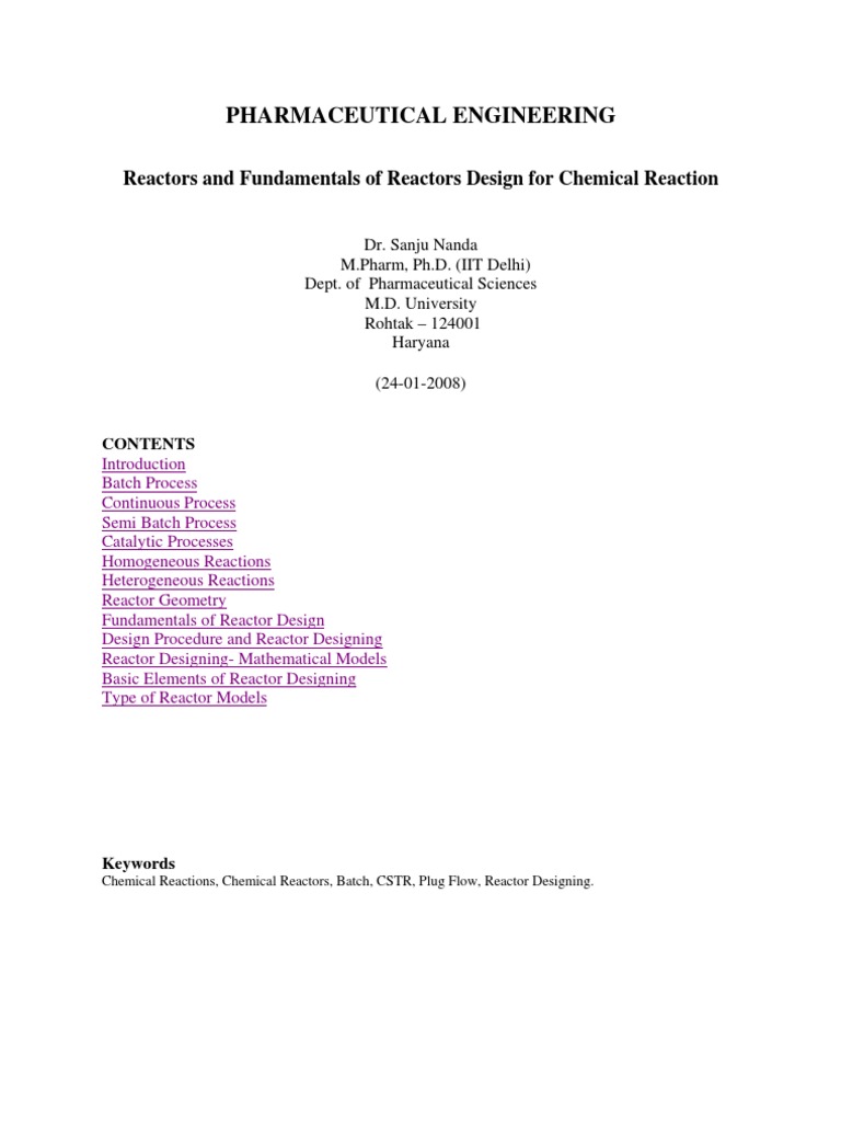 Reactor Design Basics | PDF | Chemical Reactor | Catalysis