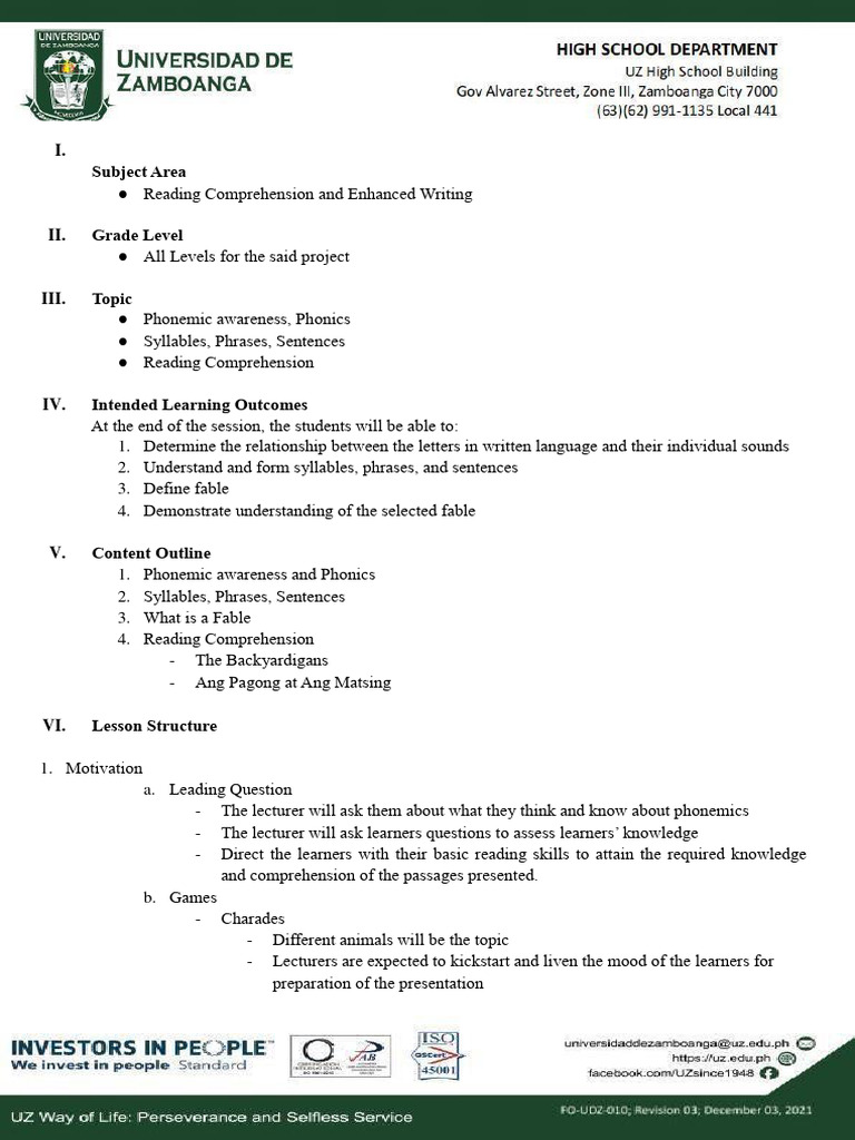 Final-Project-Plan | Download Free PDF | Reading Comprehension | Phonics