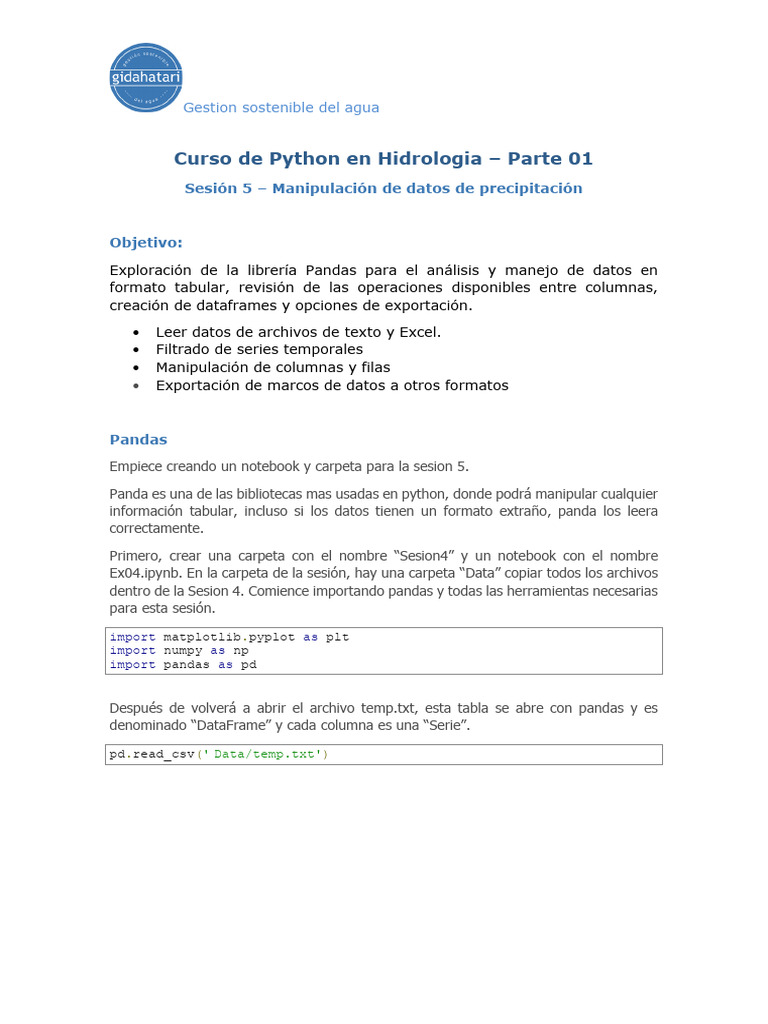 Analisis de datos de precipitación con Pandas | PDF | Ingeniería de ... Analisis de datos de precipitación con Pandas | PDF | Ingeniería de ...