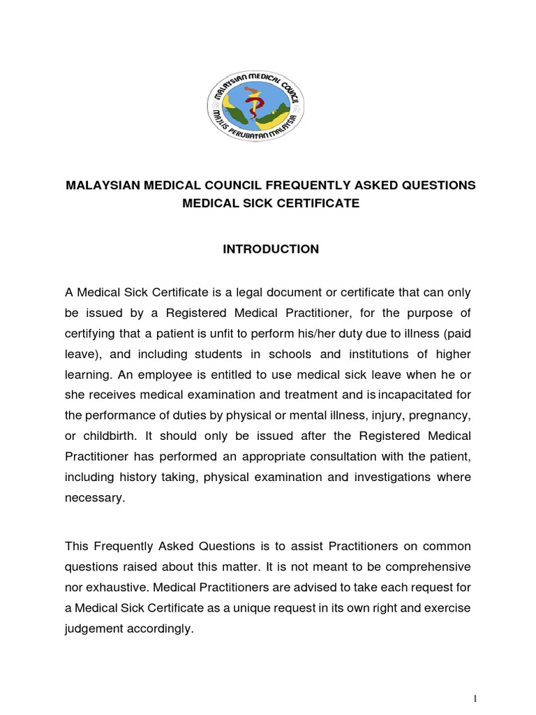 FAQ on Medical Sick Certificate | PDF | Medicine | Informed Consent