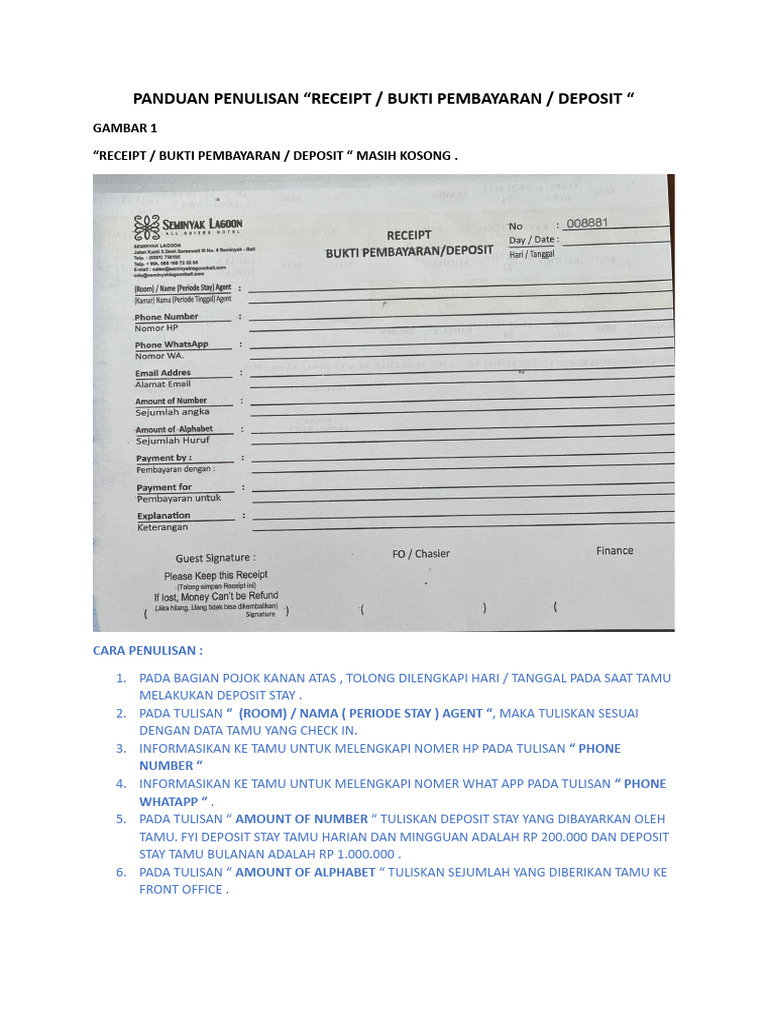Panduan Penulisan " Deposit Stay " | PDF