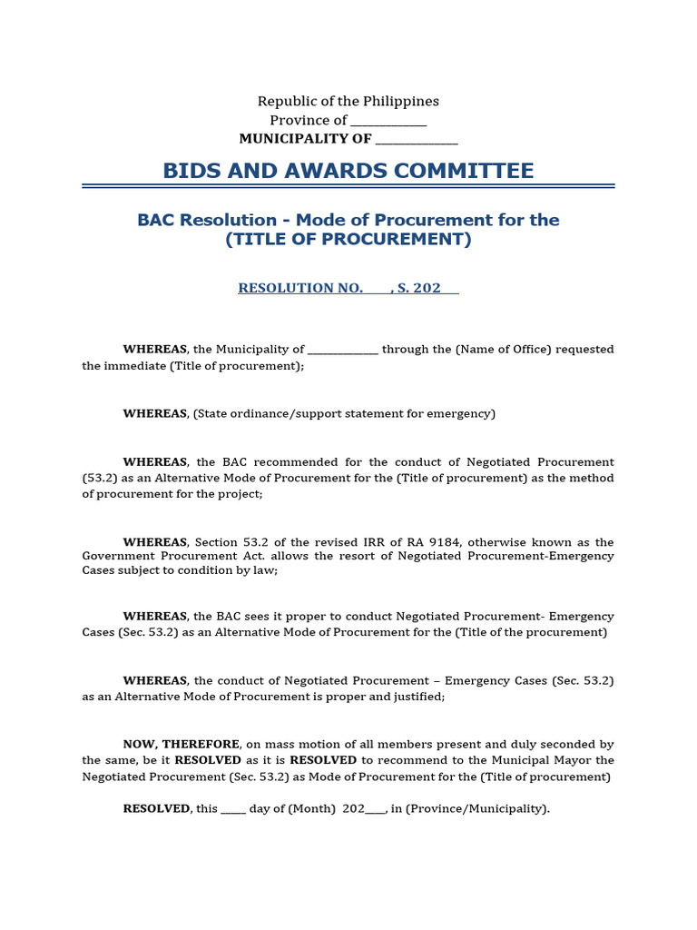 BAC RESO - 53.2-NP Emergency | PDF