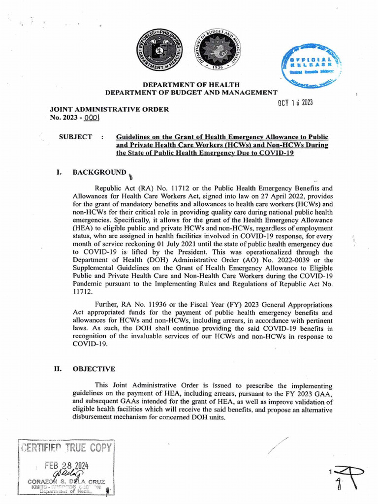 Doh-Dbm Joint Administrative Order No. 2023-0001 Dated October 16, 2023 | PDF | Audit
