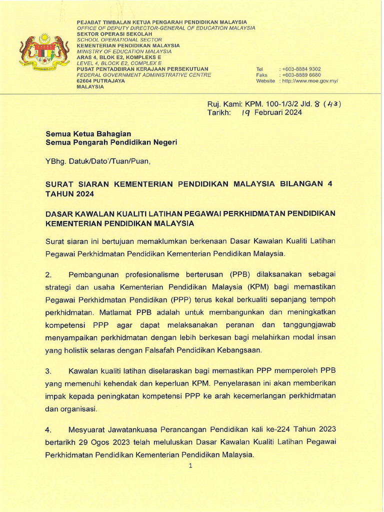 6 Surat Siaran KPM Bil. 4 Tahun 2024 Dasar Kawalan Kualiti Latihan ...