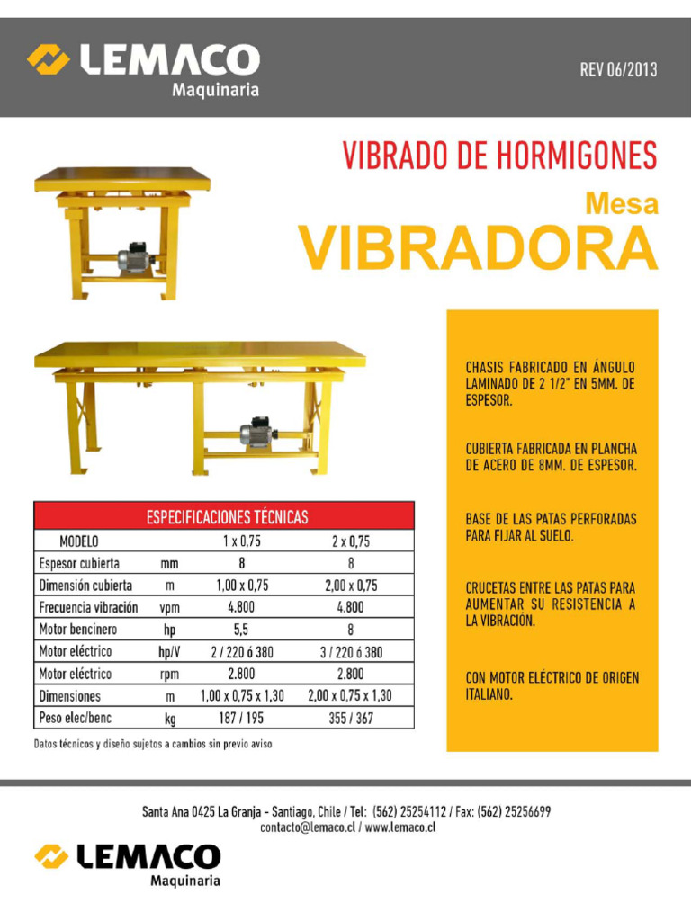 Ficha Mesa Vibradora (2) | PDF