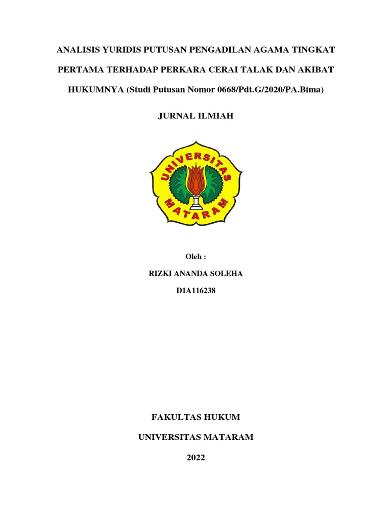 Rizki Ananda Soleha D1A116238 | PDF | Hukum