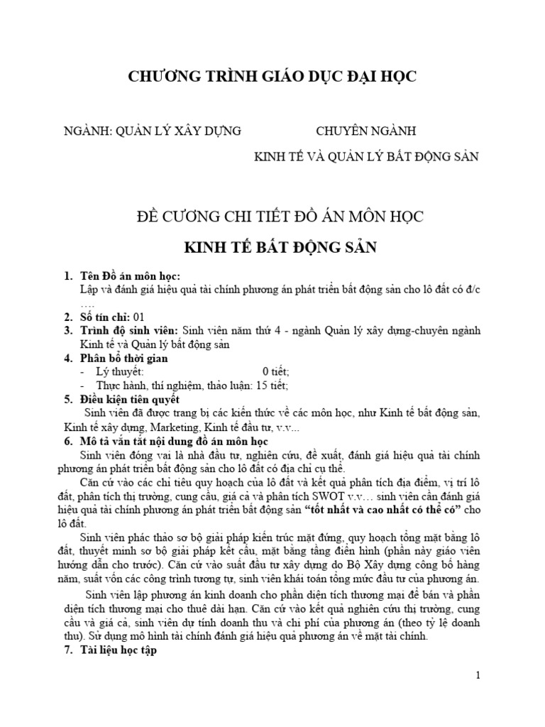 De Cuong DAMH KT BDS 2022 | PDF