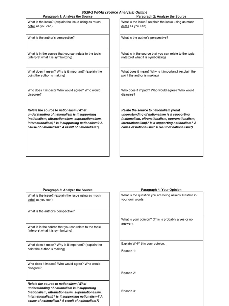 SS20-2 WRAII Source Analysis Fill in Planner | PDF