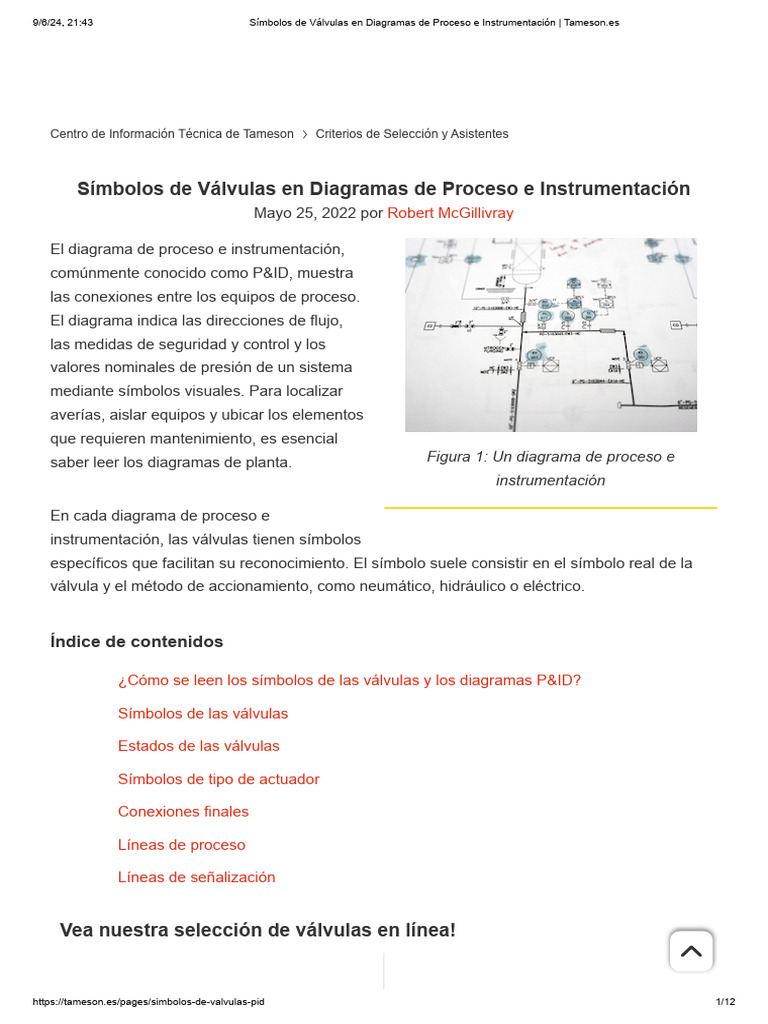 Símbolos de Válvulas en Diagramas de Proceso e Instrumentación ...