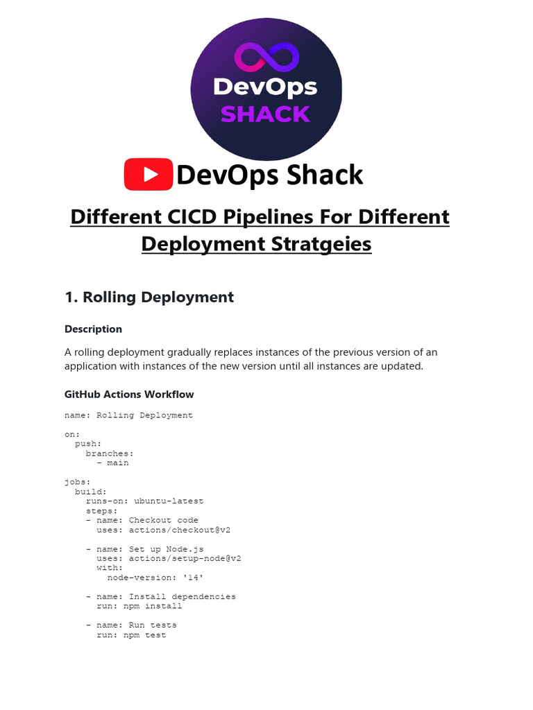 CICD Pipelines For Different Deployment Stratgeies | Download Free PDF | Information Technology ...