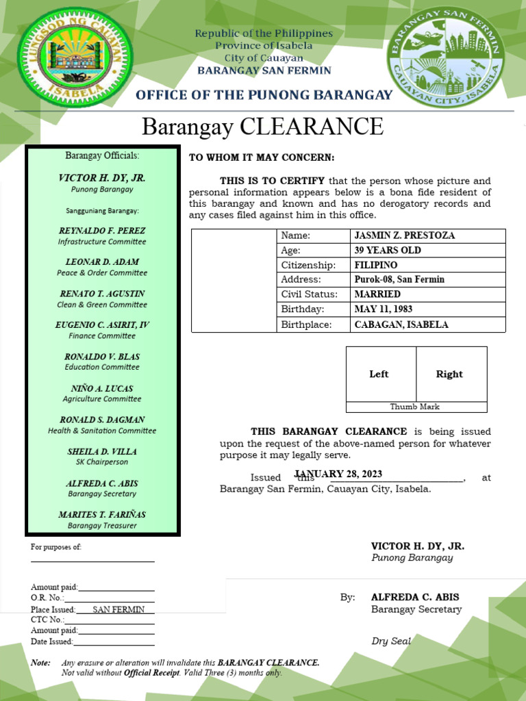 2023 FORM - Individual Clearance | PDF