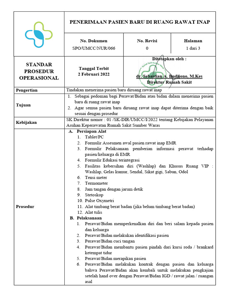 Menerima Pasien Baru Di Ruang Rawat Inap | PDF | Sains & Matematika