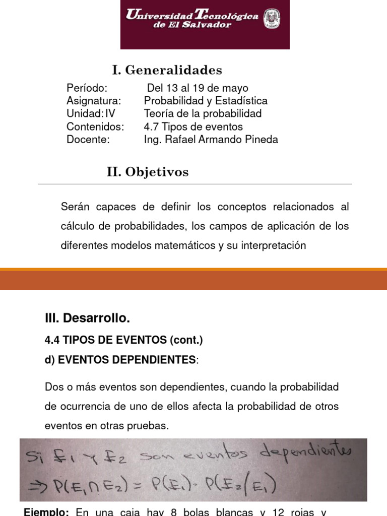 4.7 Tipos de Eventos (Autoguardado) | PDF | Probabilidad | Teoría de probabilidad