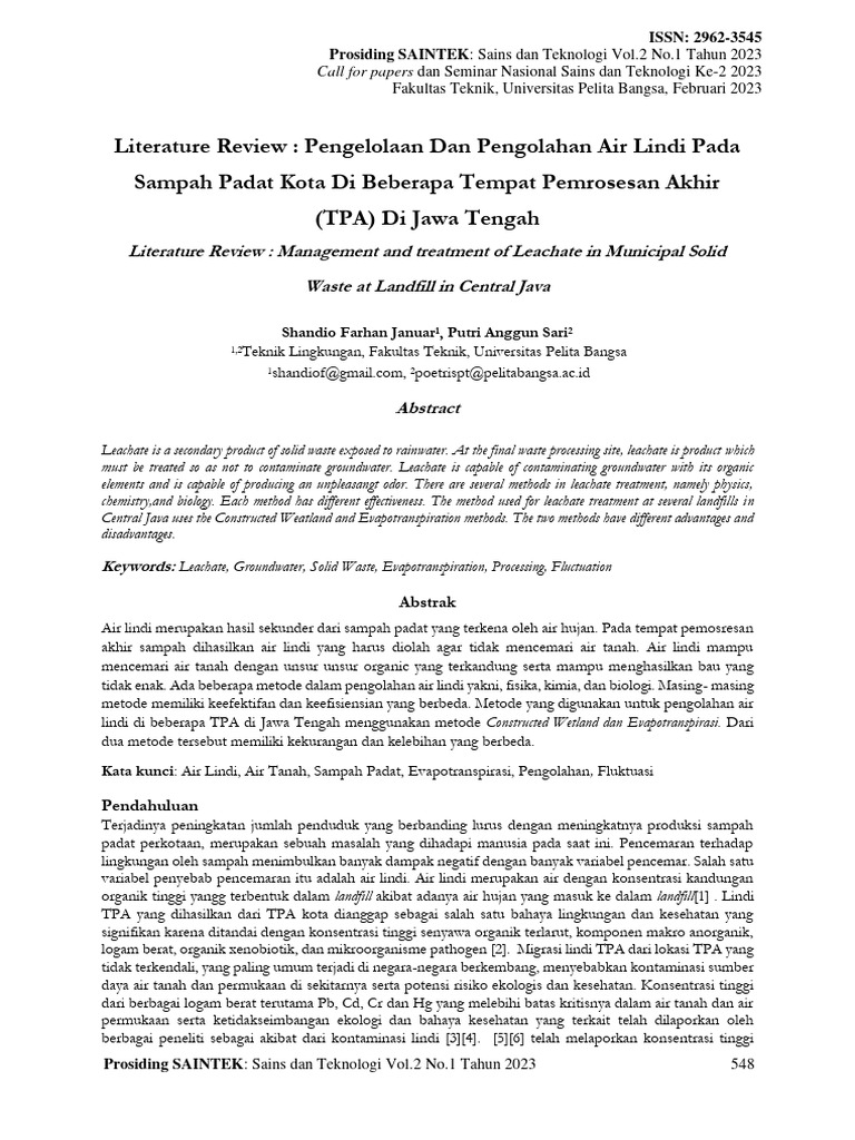 Pengelolaan Air Lindi di TPA | PDF