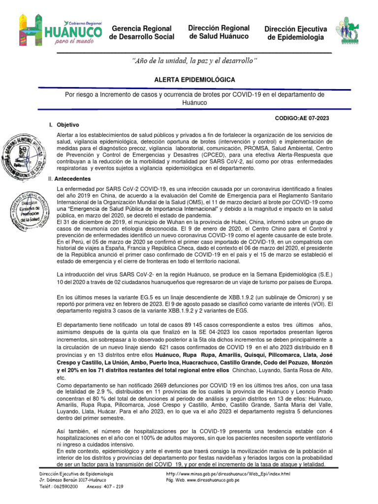 Alerta Epidemiologica Covid-19 | PDF | Cuidado de la salud | Politica ...
