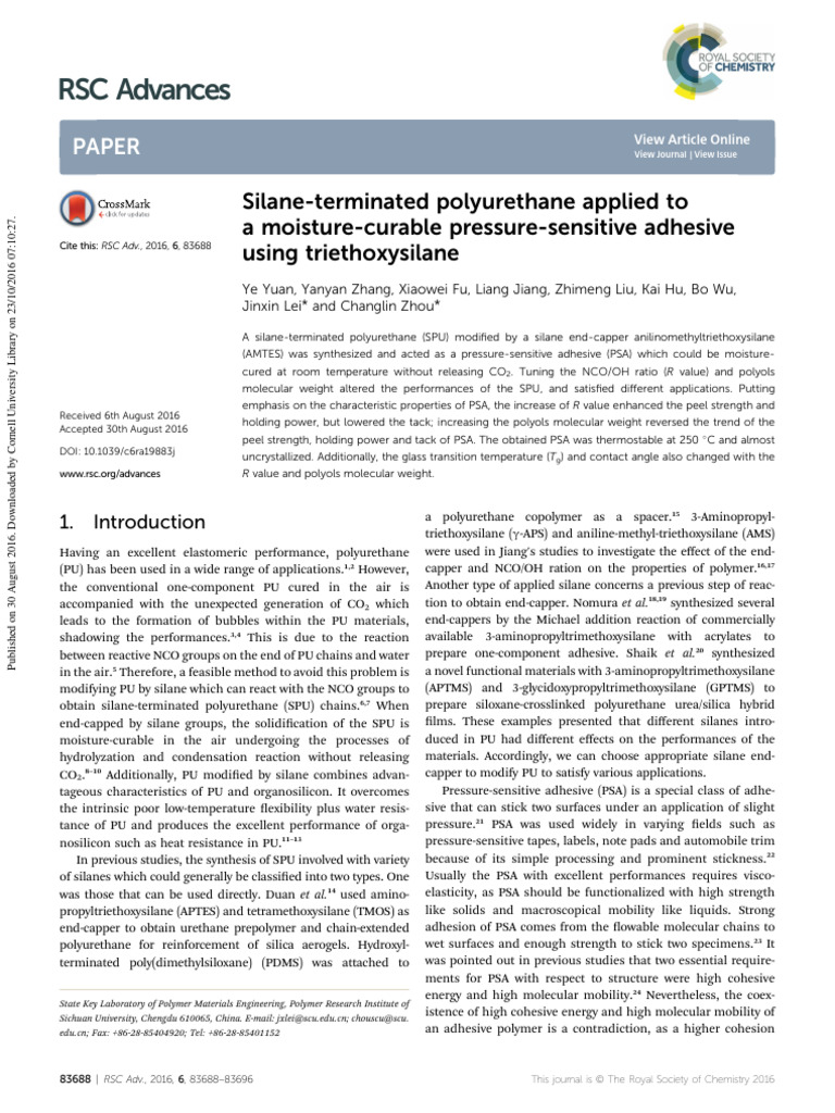 Silane-Terminated Polyurethane Applied To | Download Free PDF | Thermogravimetric Analysis ...